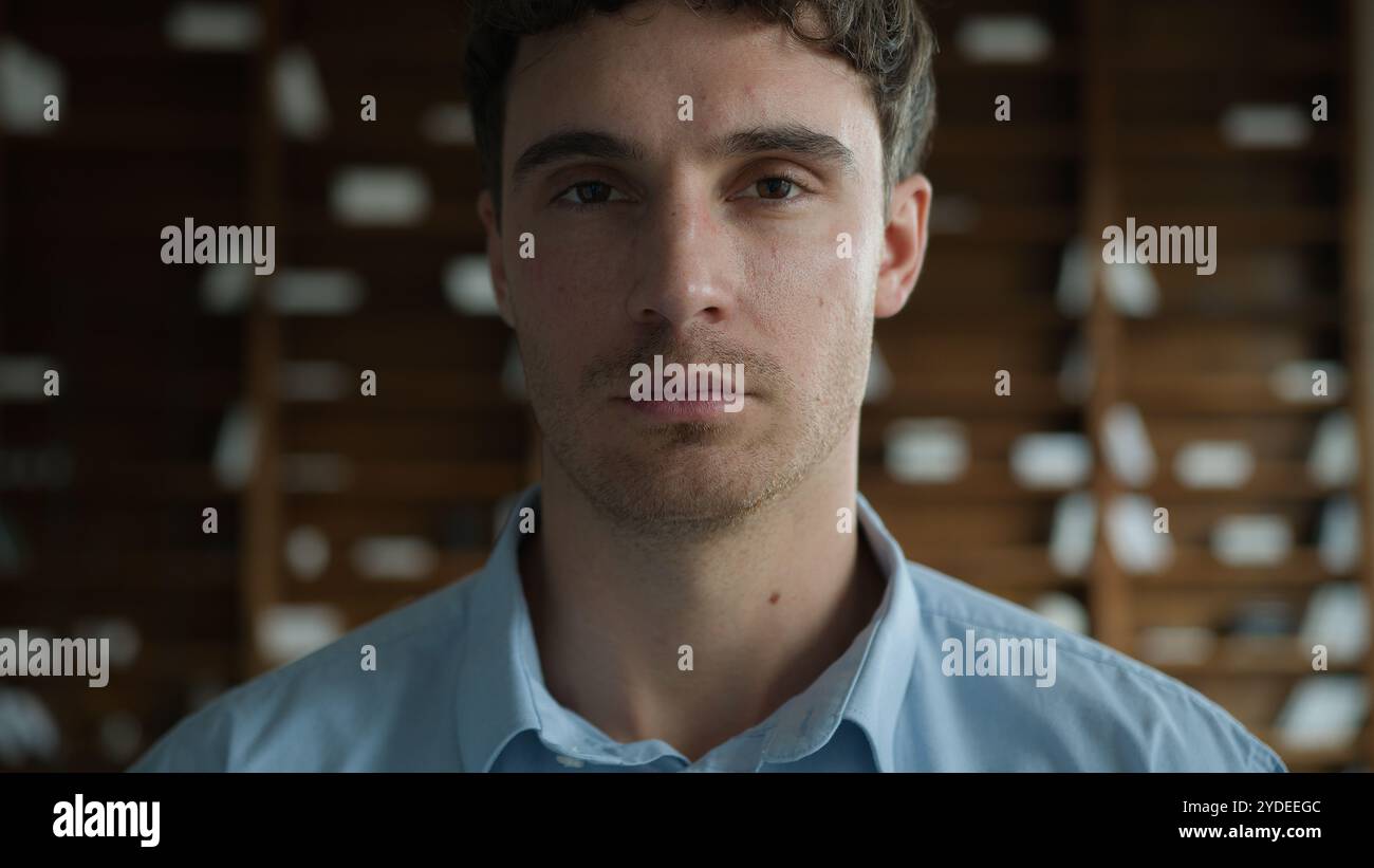 Strong confident millennial Caucasian male pensive business man guy ...