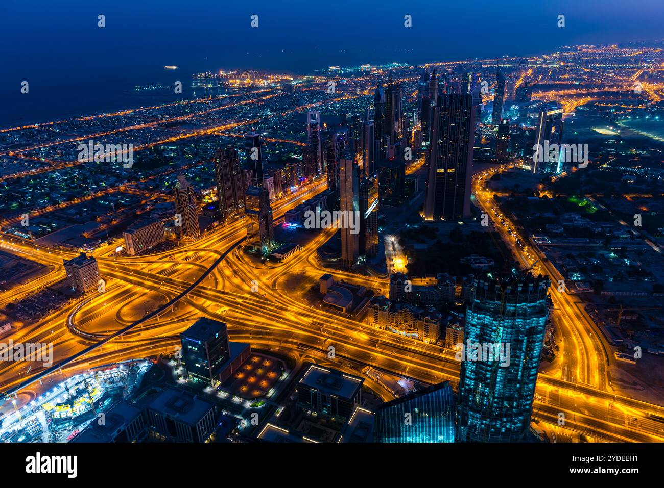 Dubai downtown night scene with city lights Stock Photo - Alamy