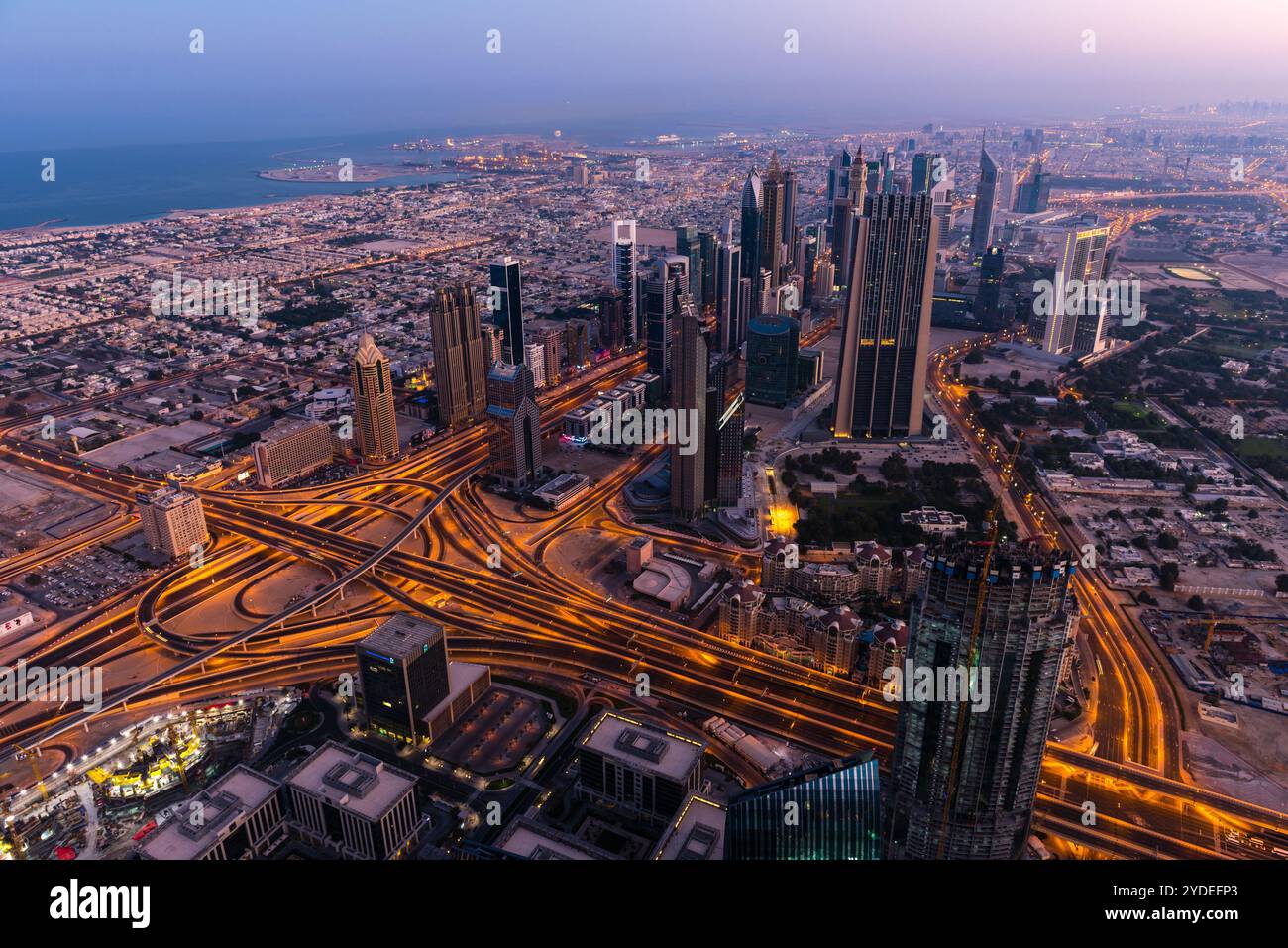 Dubai downtown night scene with city lights Stock Photo - Alamy