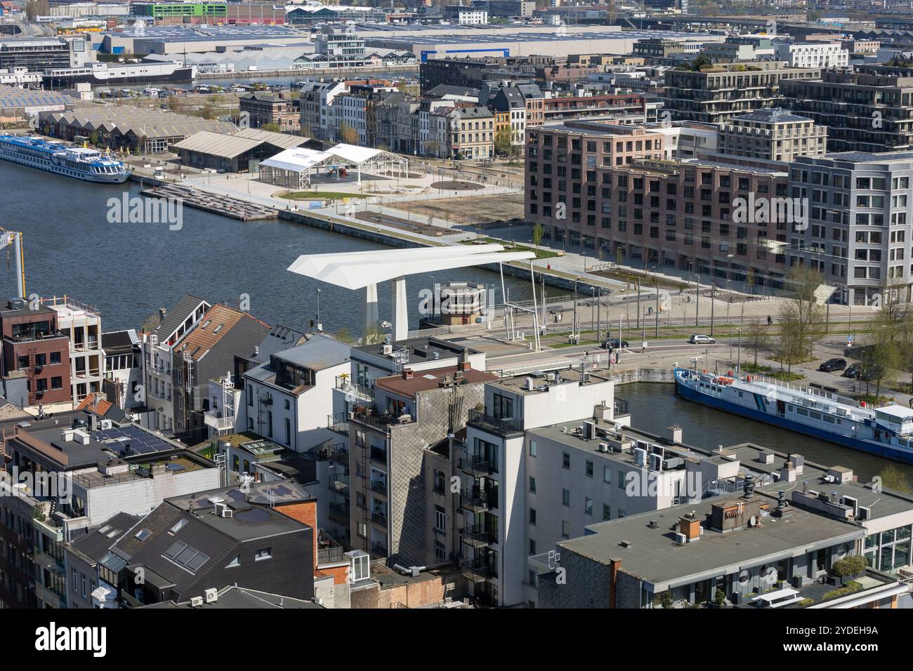 Antwerp, Belgium. 15 April 2023. Aerial view Cityscape with white ...