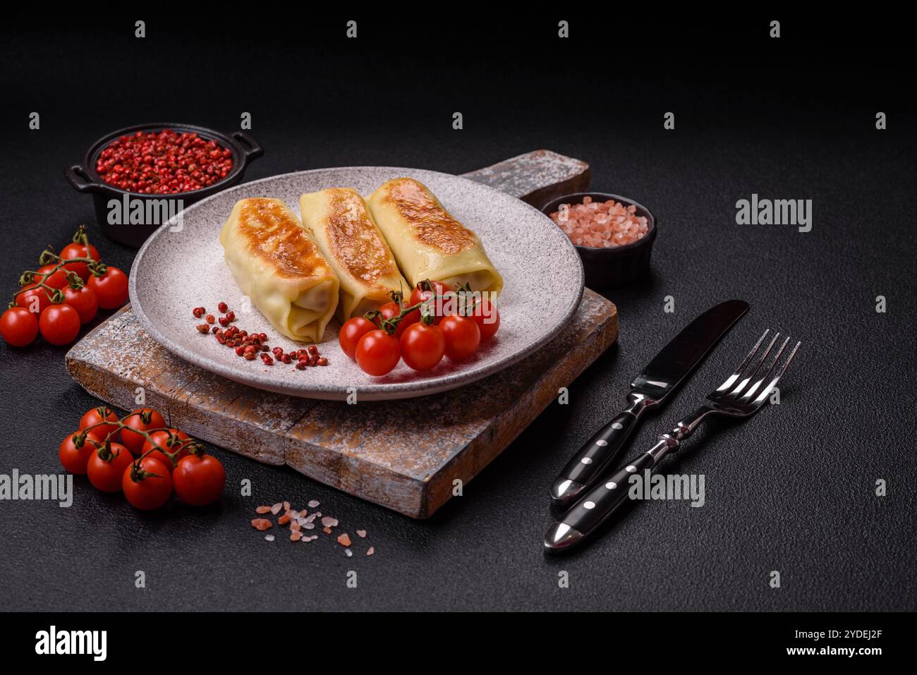 Sweet or savory crepe with different fillings for a hearty breakfast on ...