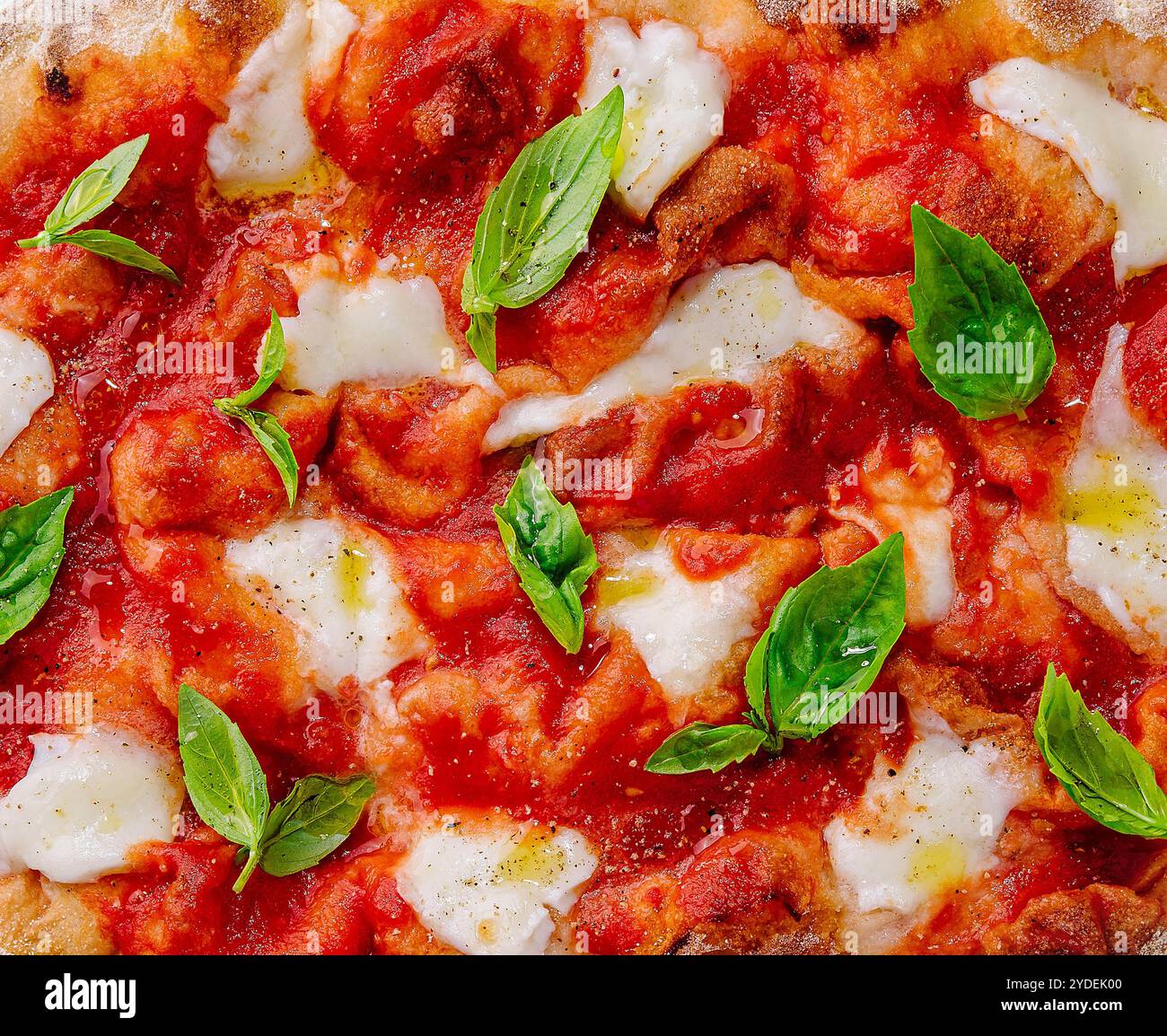 Square margherita pizza top view Stock Photo - Alamy