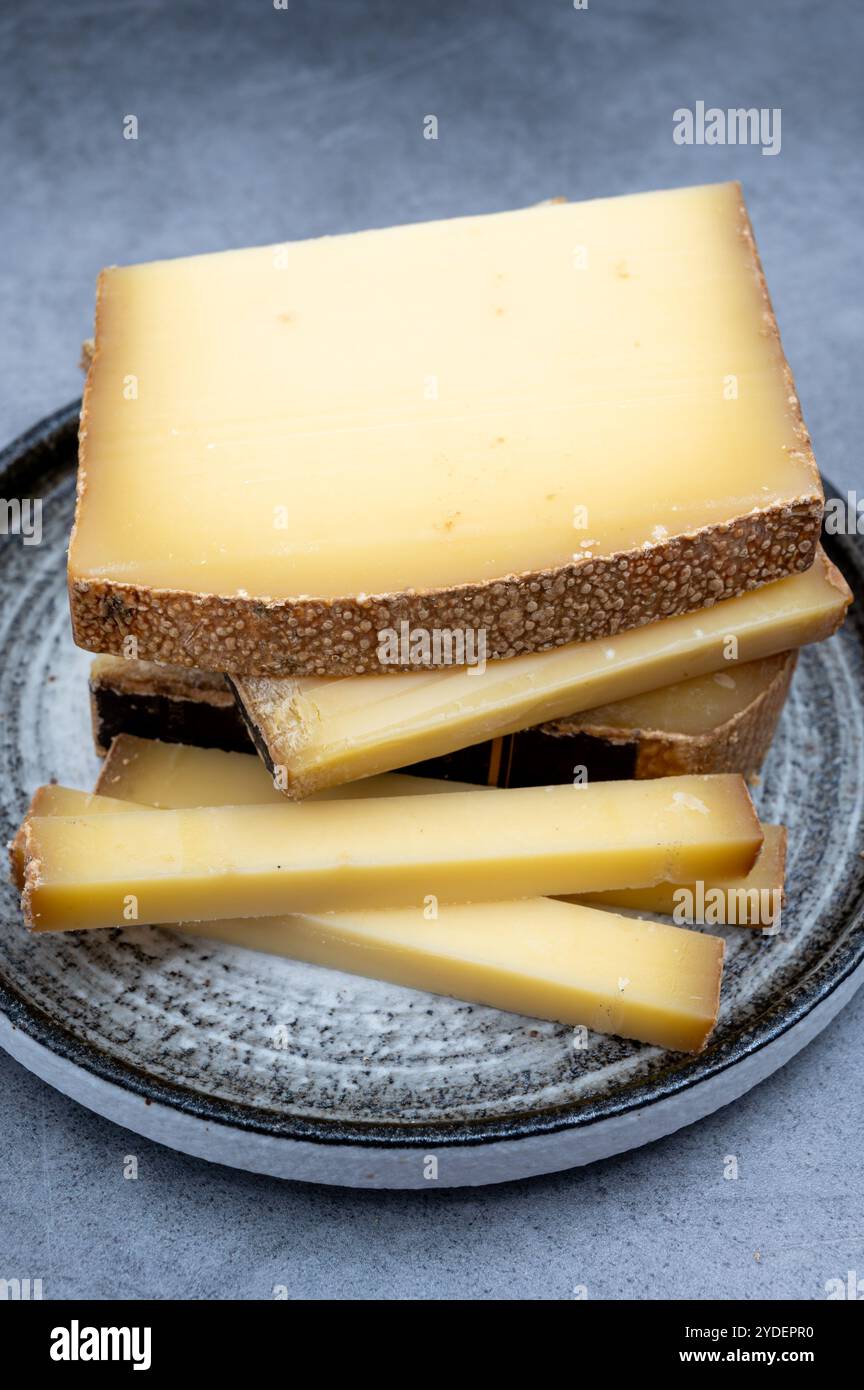 French yellow cheese Comte, varieties unpasteurised cow milk Prestige ...