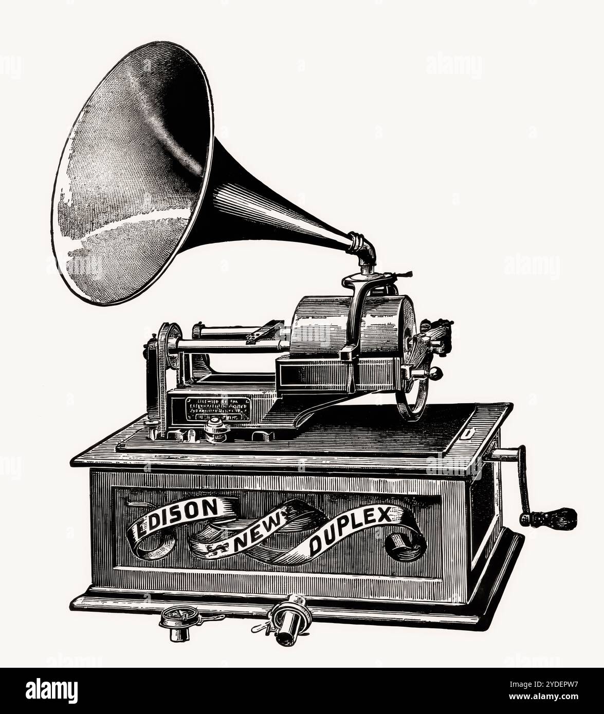 Historical illustration, 19th Century, Phonograph by Thomas Alva Edison ...