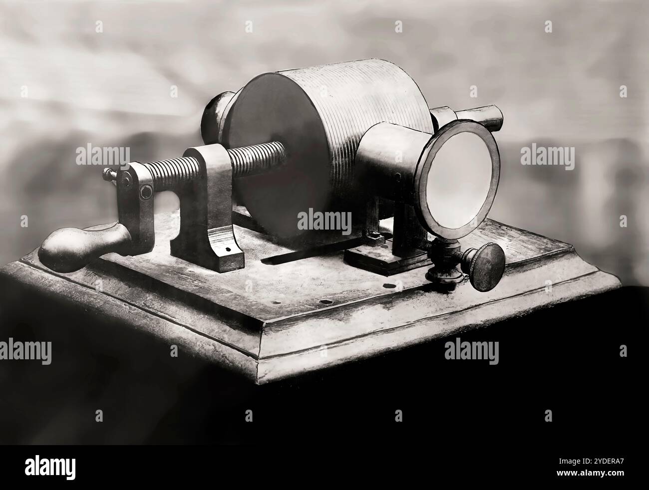 Historical illustration, 19th Century,firstr Phonograph by Thomas Alva ...