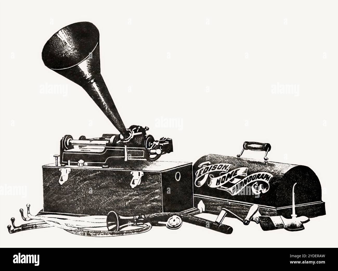 Historical illustration, 19th Century, Home Phonograph, by Thomas Alva ...