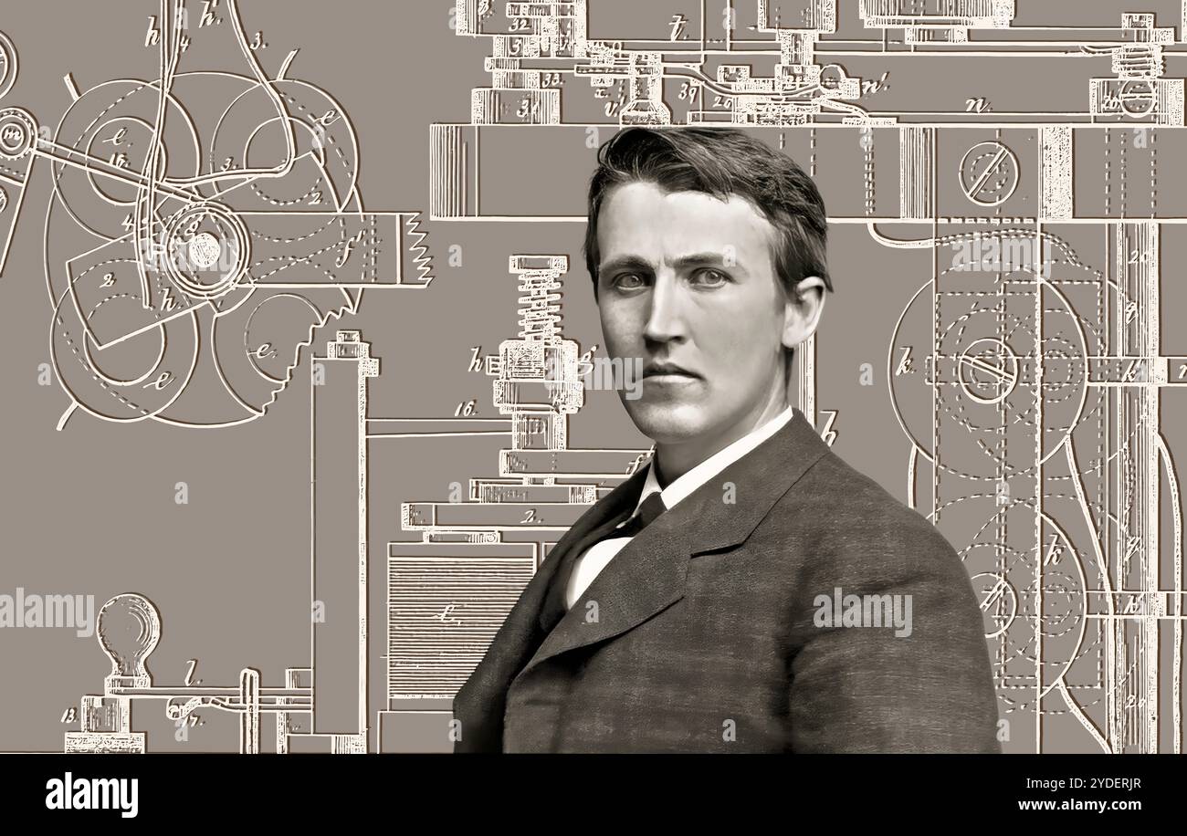 Thomas Alva Edison, 1847 - 1931, American inventor, Telegraph Apparatus ...