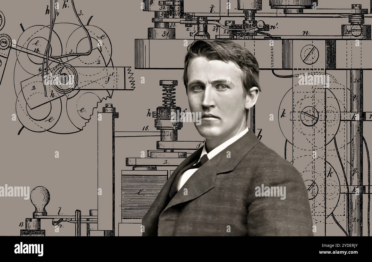 Thomas Alva Edison, 1847 - 1931, American inventor, Telegraph Apparatus ...