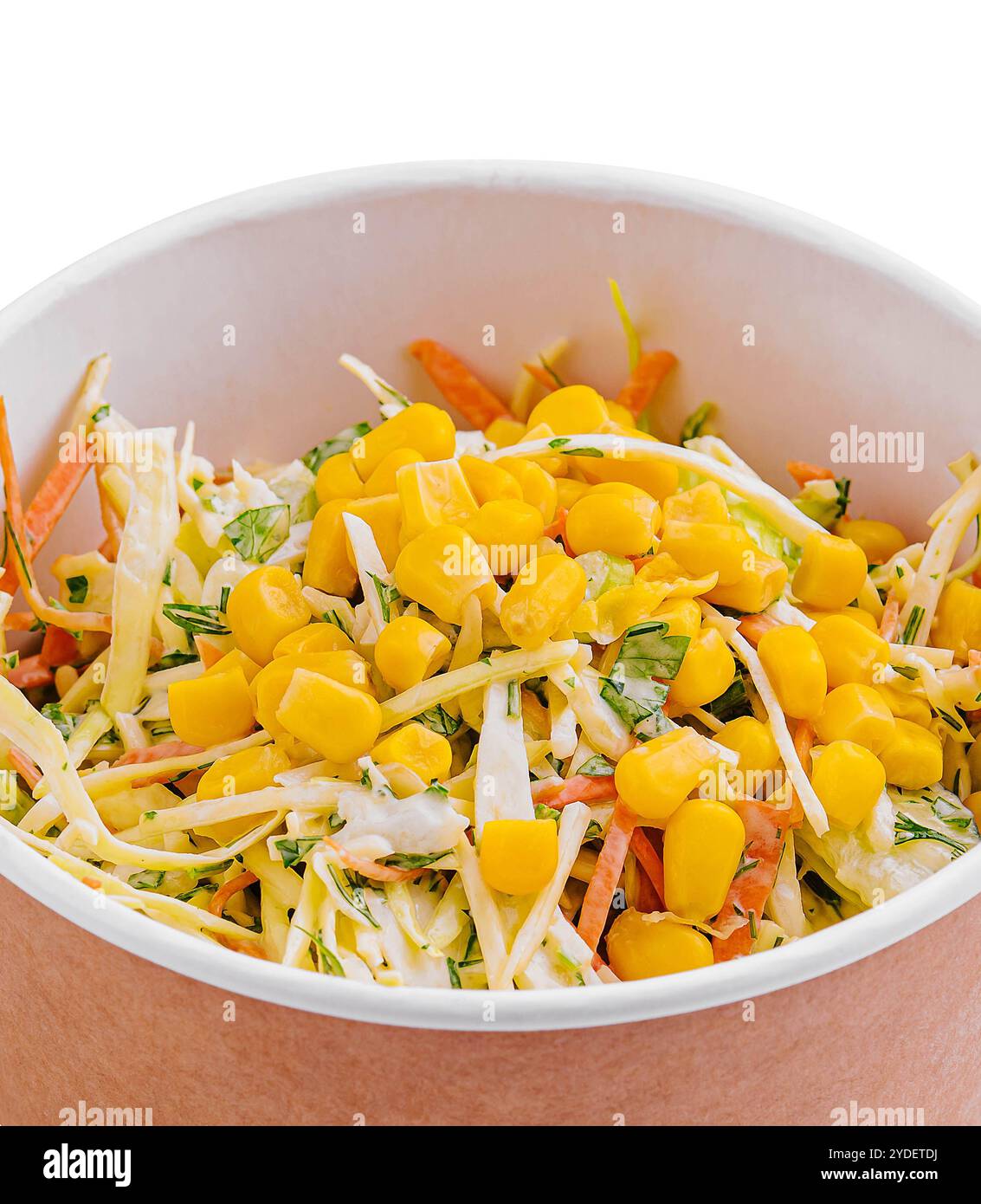 Cabbage, Carrot, and Corn Salad in Mayonnaise in a Cardboard Lunch Box ...