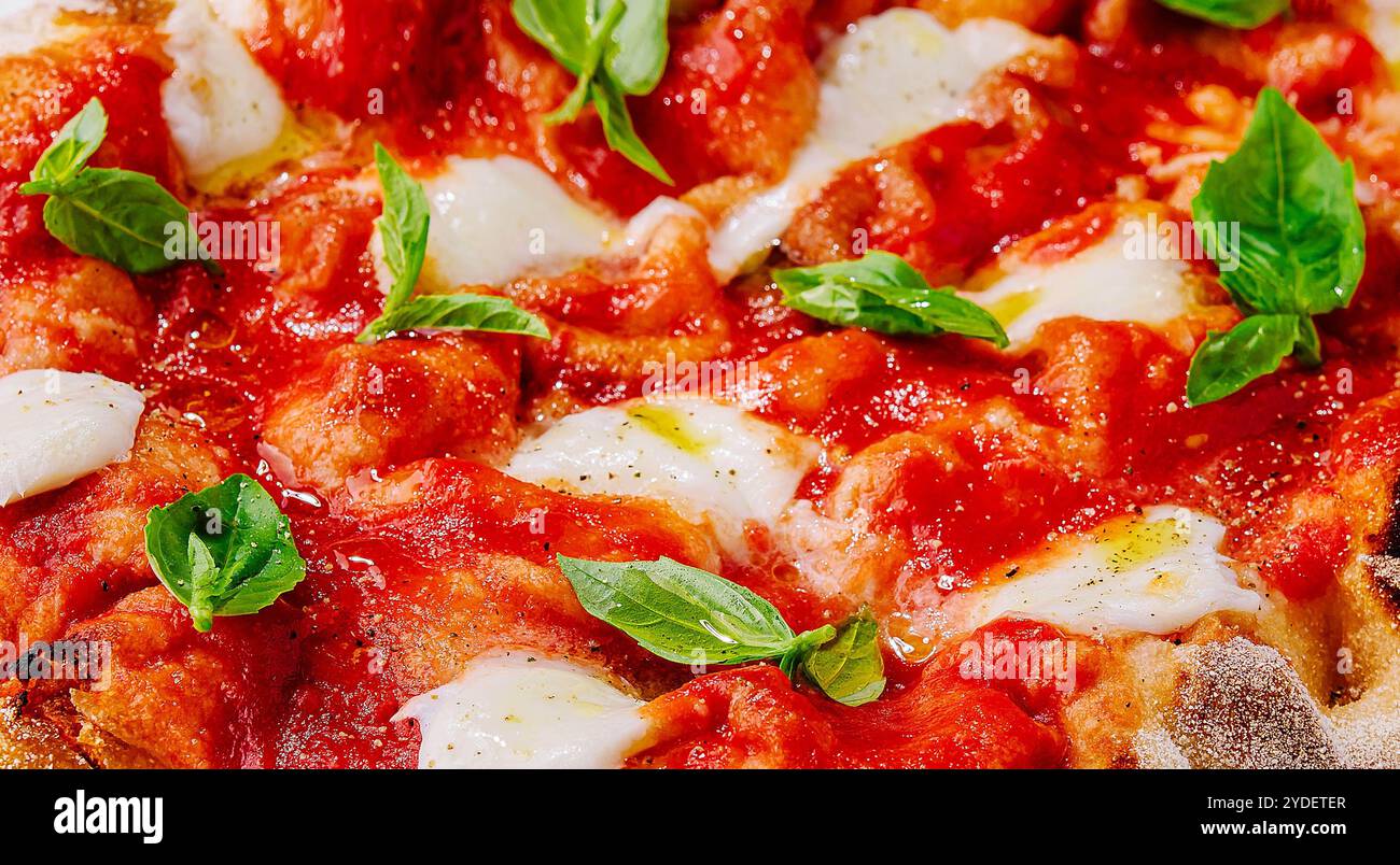 Square margherita pizza top view Stock Photo - Alamy