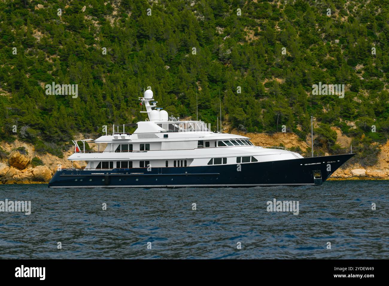 Scenic view of Magnificent luxury yacht and Cap Canaille headland and ...