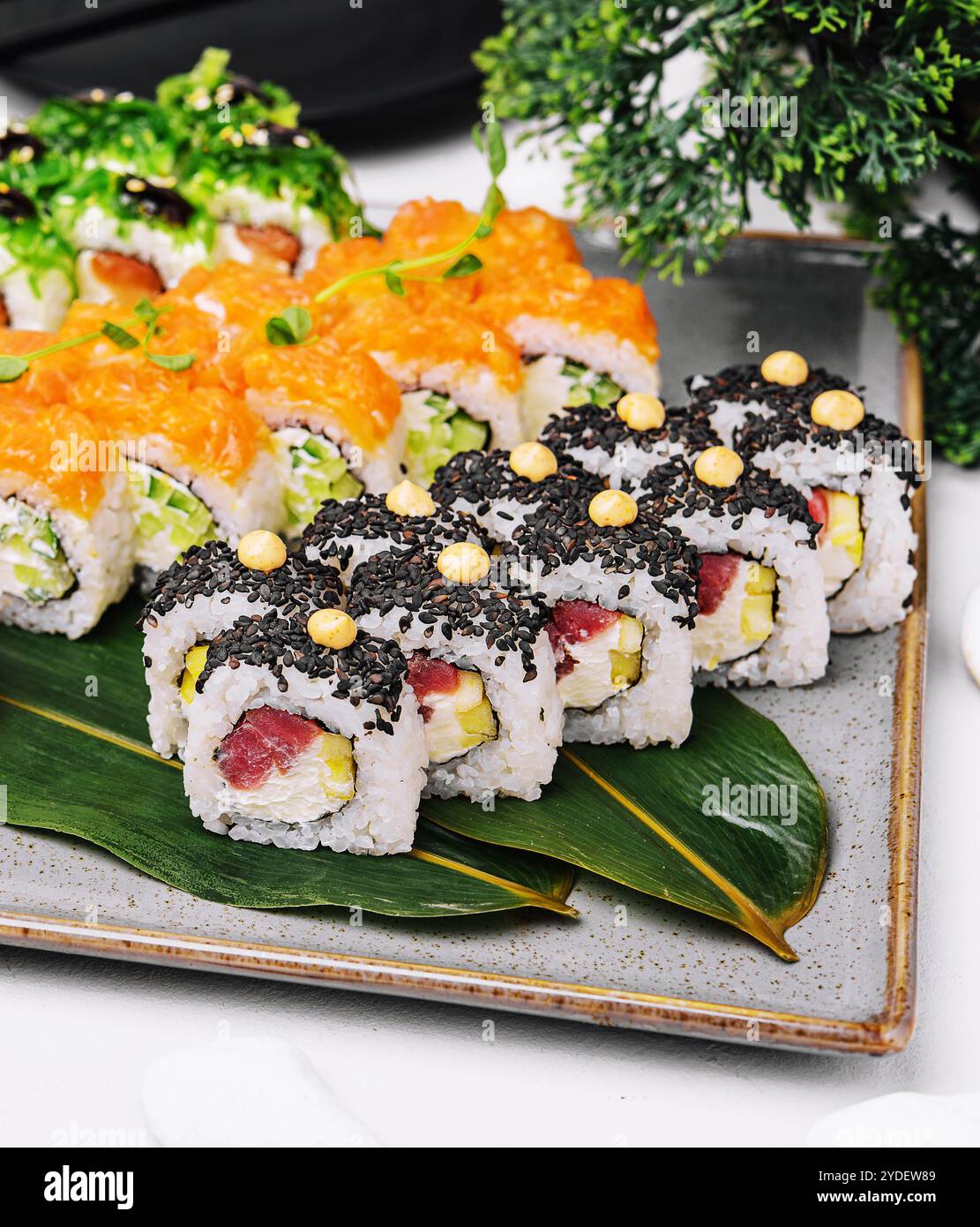 Three different types of sushi rolls Stock Photo - Alamy