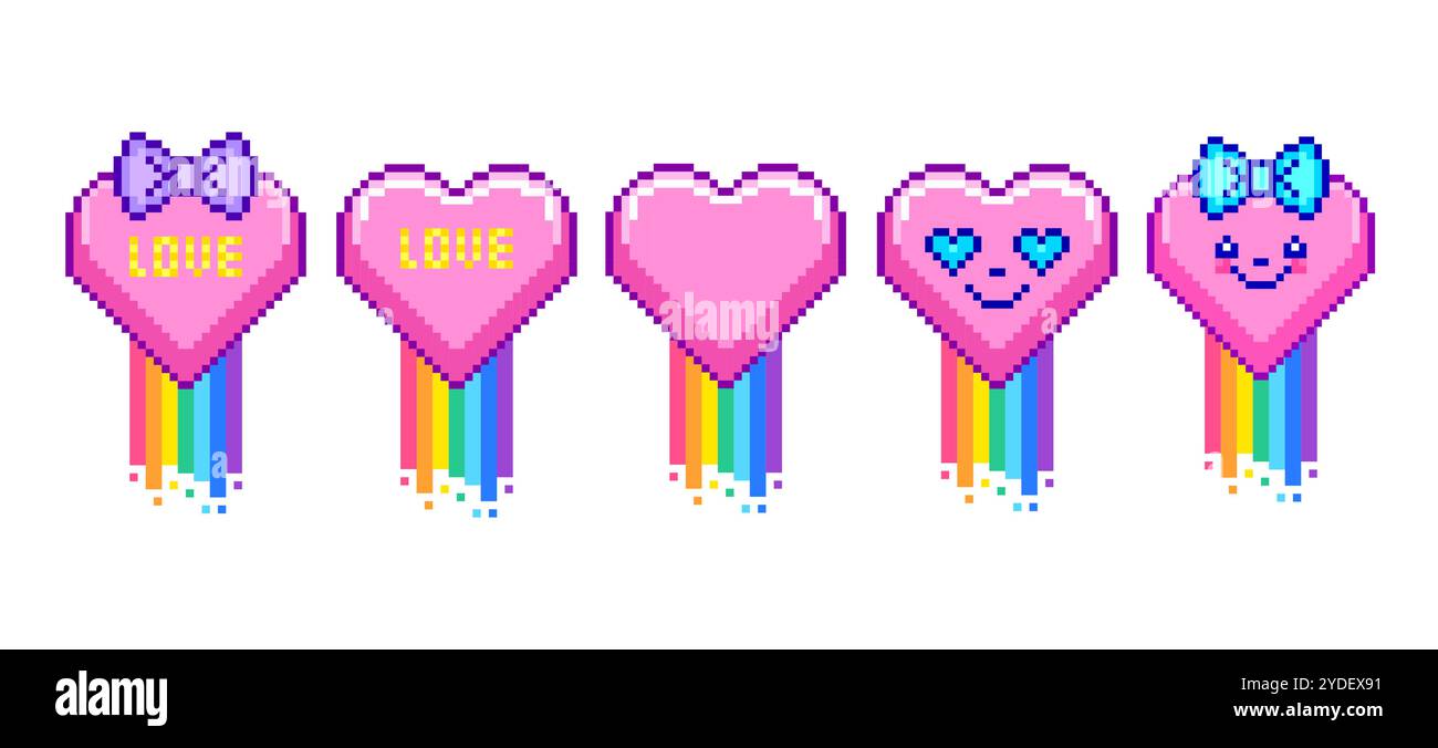 Set of hearts in pixel art style Stock Vector Image & Art - Alamy