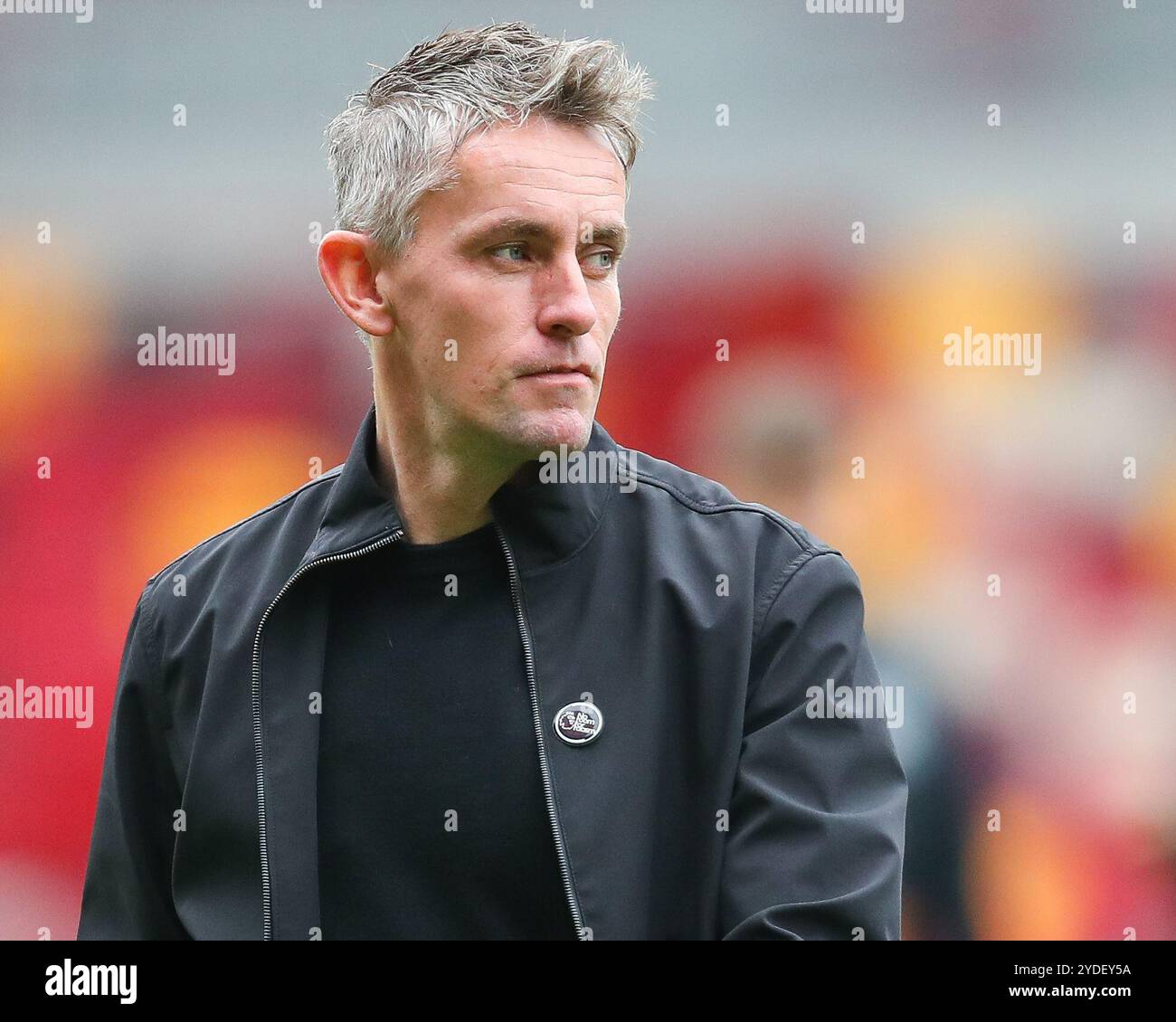 Kieran McKenna of Ipswich Town arrives at The Gtech Community Stadium ...