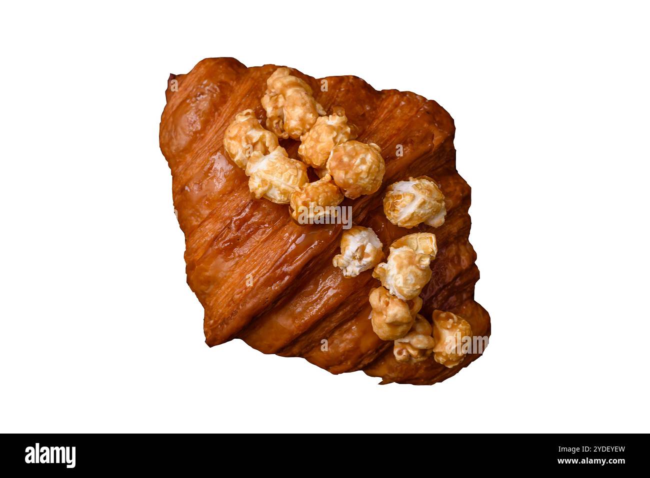Sweet crispy croissant with salted caramel and glazed popcorn Stock ...