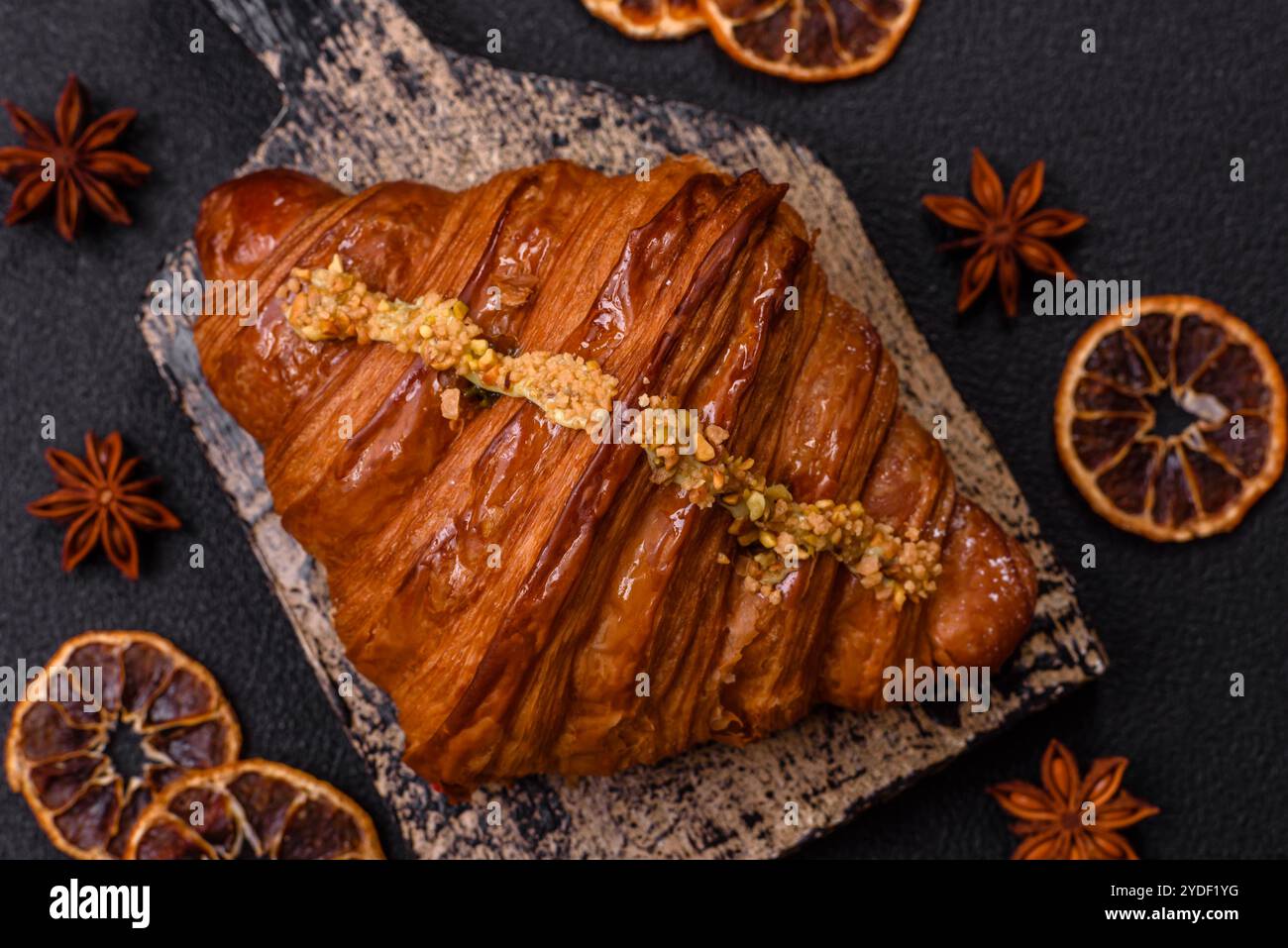 Croissant pistachio cream topping hi-res stock photography and images ...