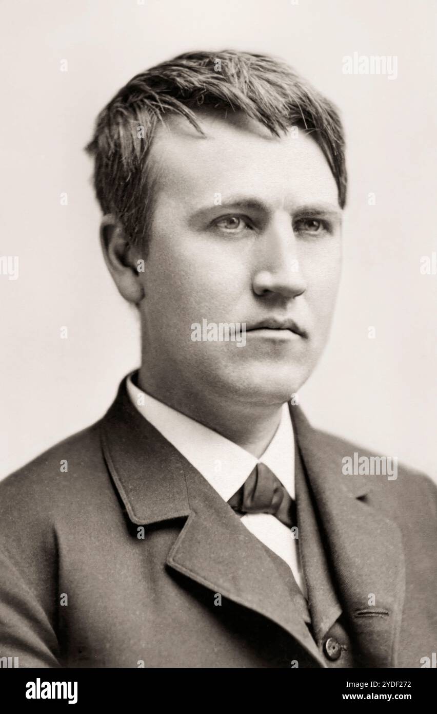 Portrait of Thomas Alva Edison as a young man, c. 1870, digitally ...