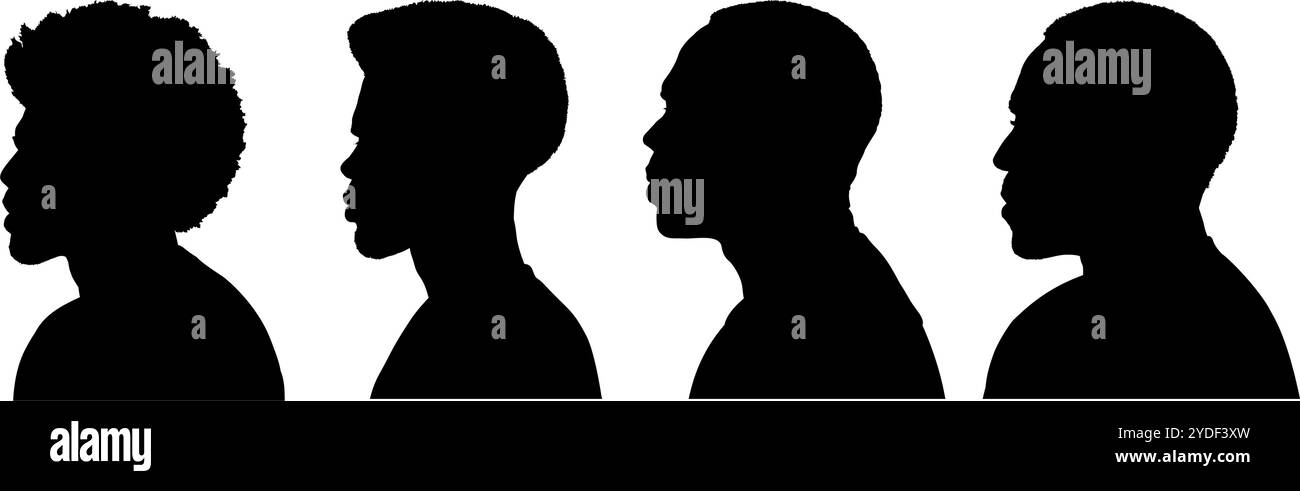 Set of silhouette profile face of afroamerican man Stock Vector Image ...