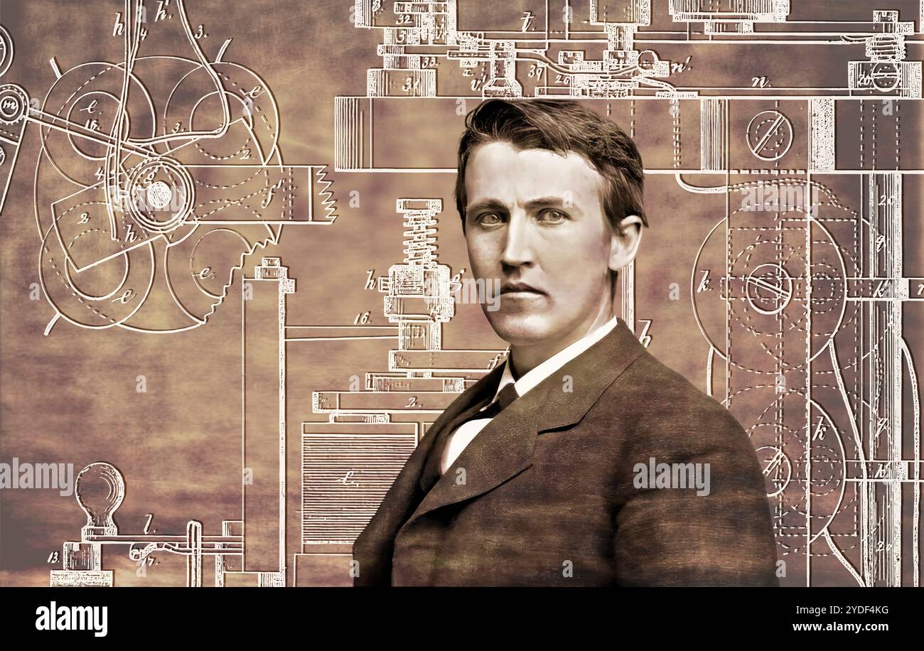 Thomas Alva Edison, 1847 - 1931, American inventor, Telegraph Apparatus ...