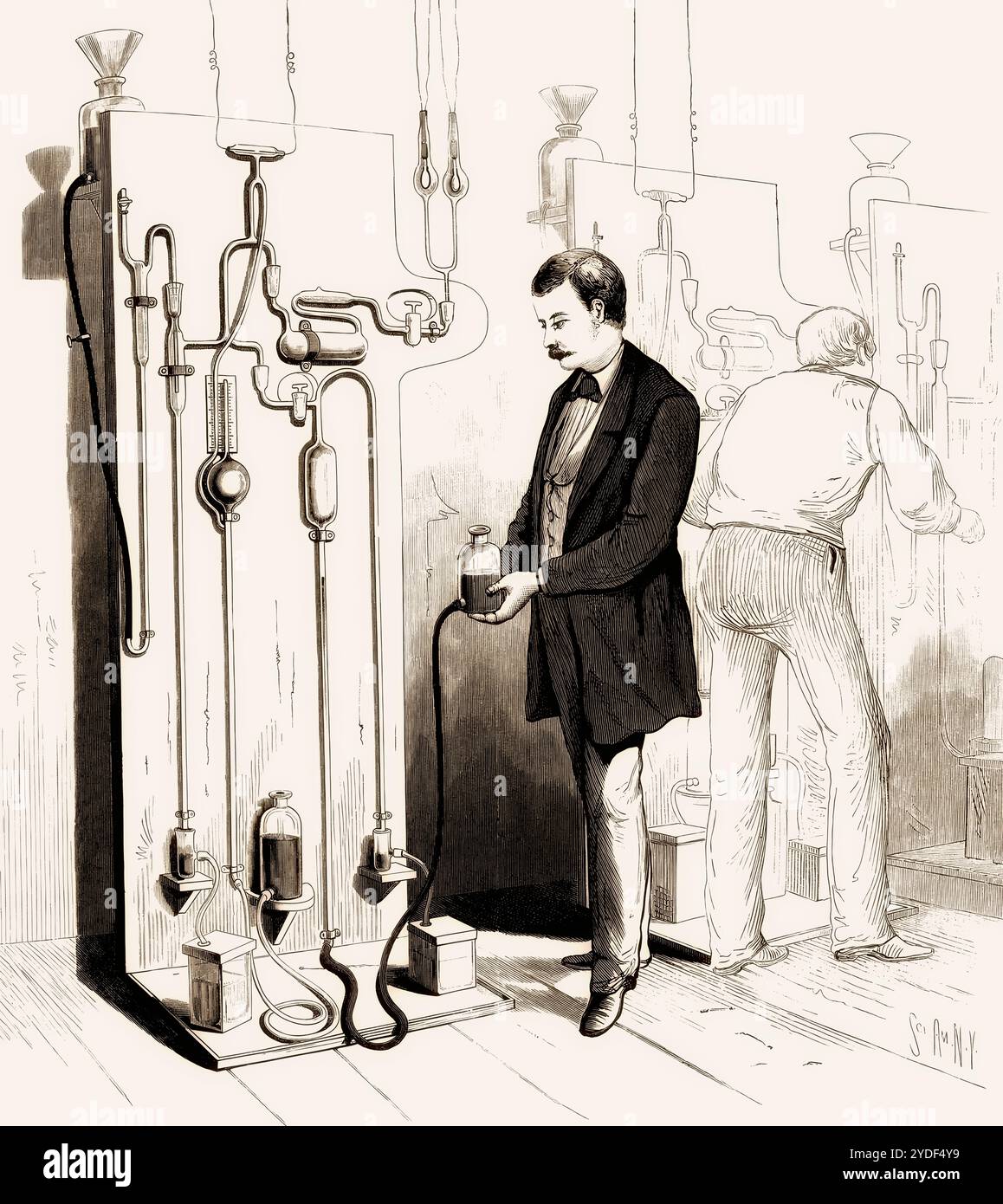 Production of Thomas Edison's lightbulbs, 1880, digitally edited Stock ...