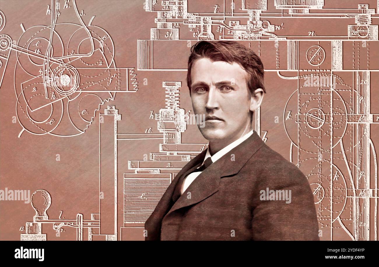 Thomas Alva Edison, 1847 - 1931, American inventor, Telegraph Apparatus ...