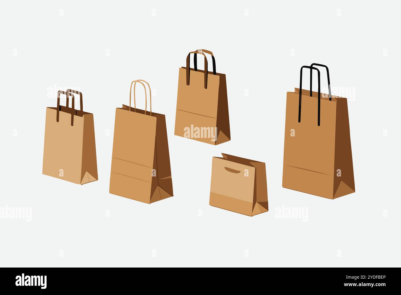 Vector illustration craft brown paper bags set on a white background ...