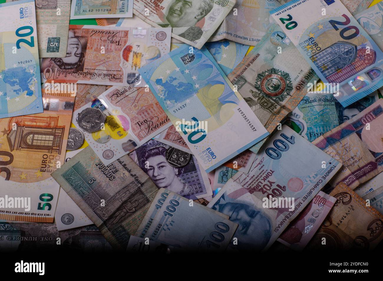 Banknotes from different currencies in current circulation Stock Photo ...