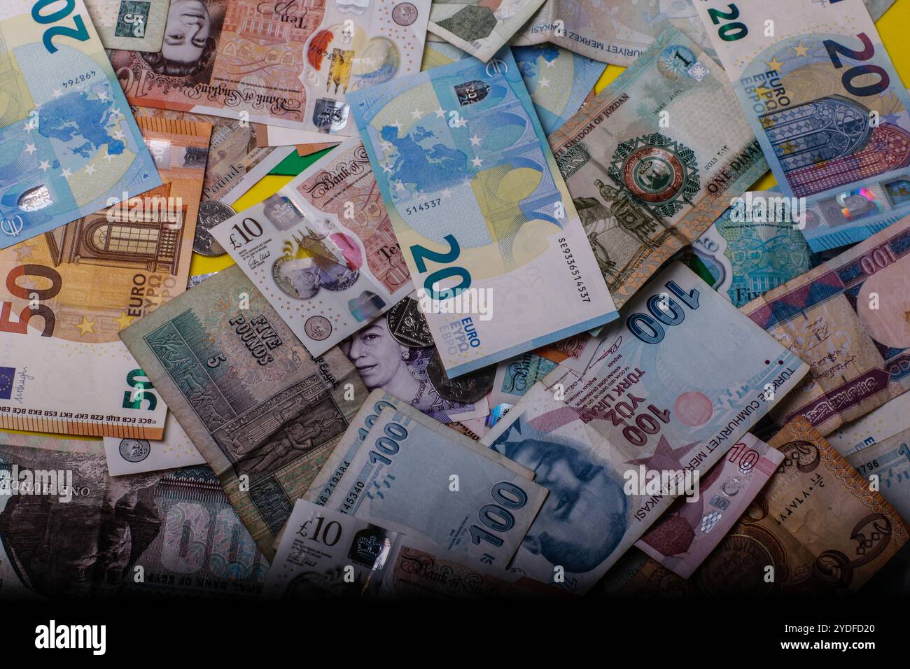 Banknotes from different currencies in current circulation Stock Photo ...