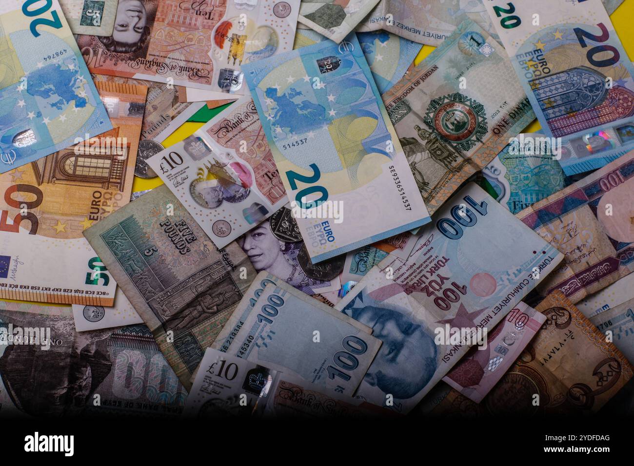 Banknotes from different currencies in current circulation Stock Photo ...