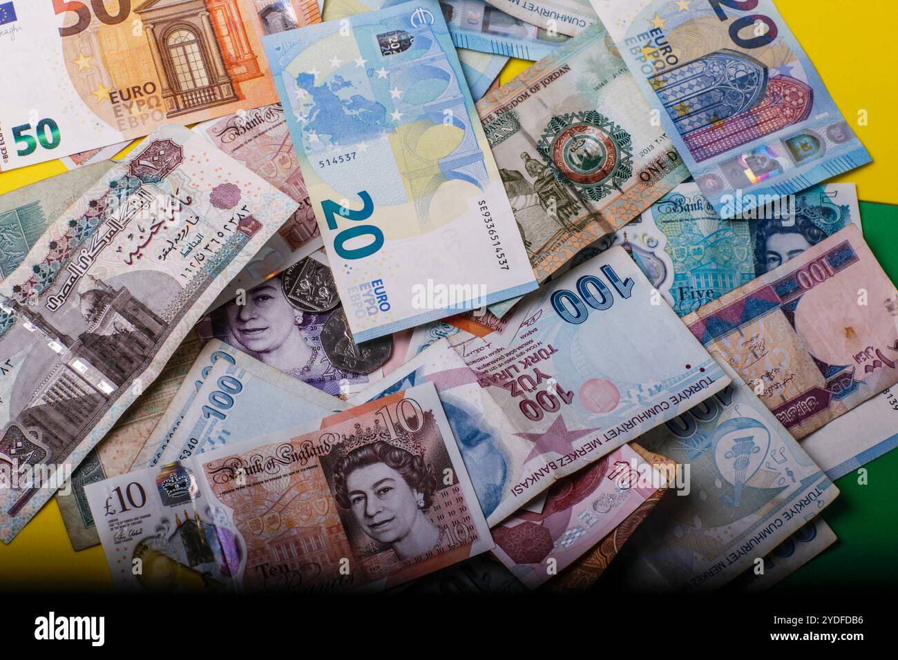 Banknotes from different currencies in current circulation Stock Photo ...
