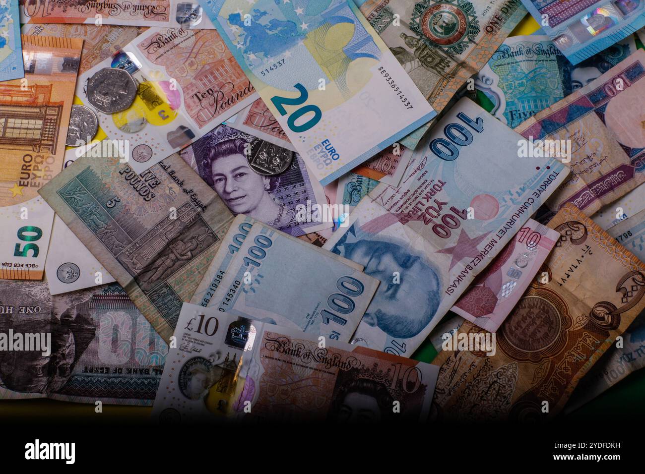 Banknotes from different currencies in current circulation Stock Photo ...