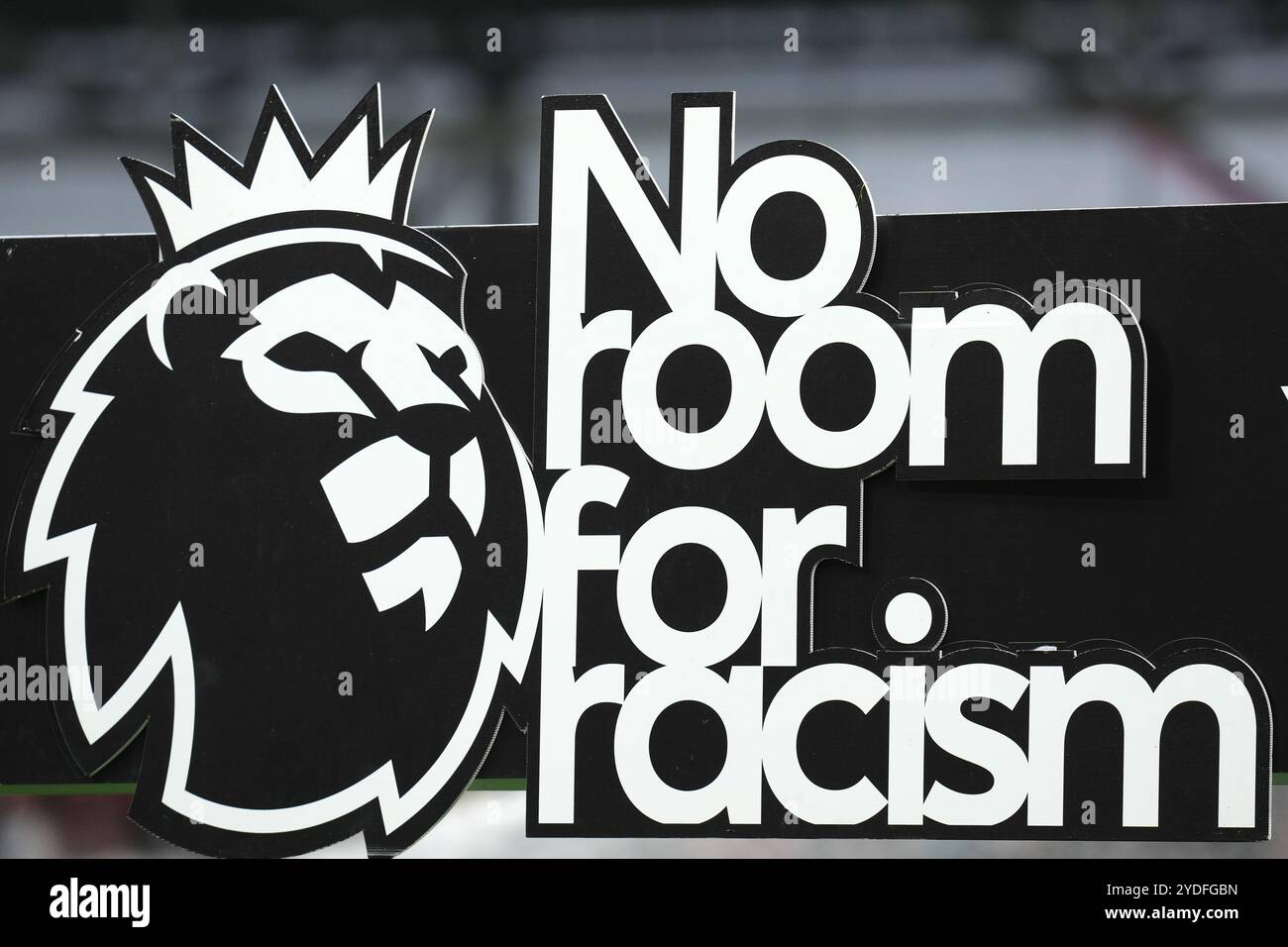 No Room for Racism signage is placed before the Premier League match at ...