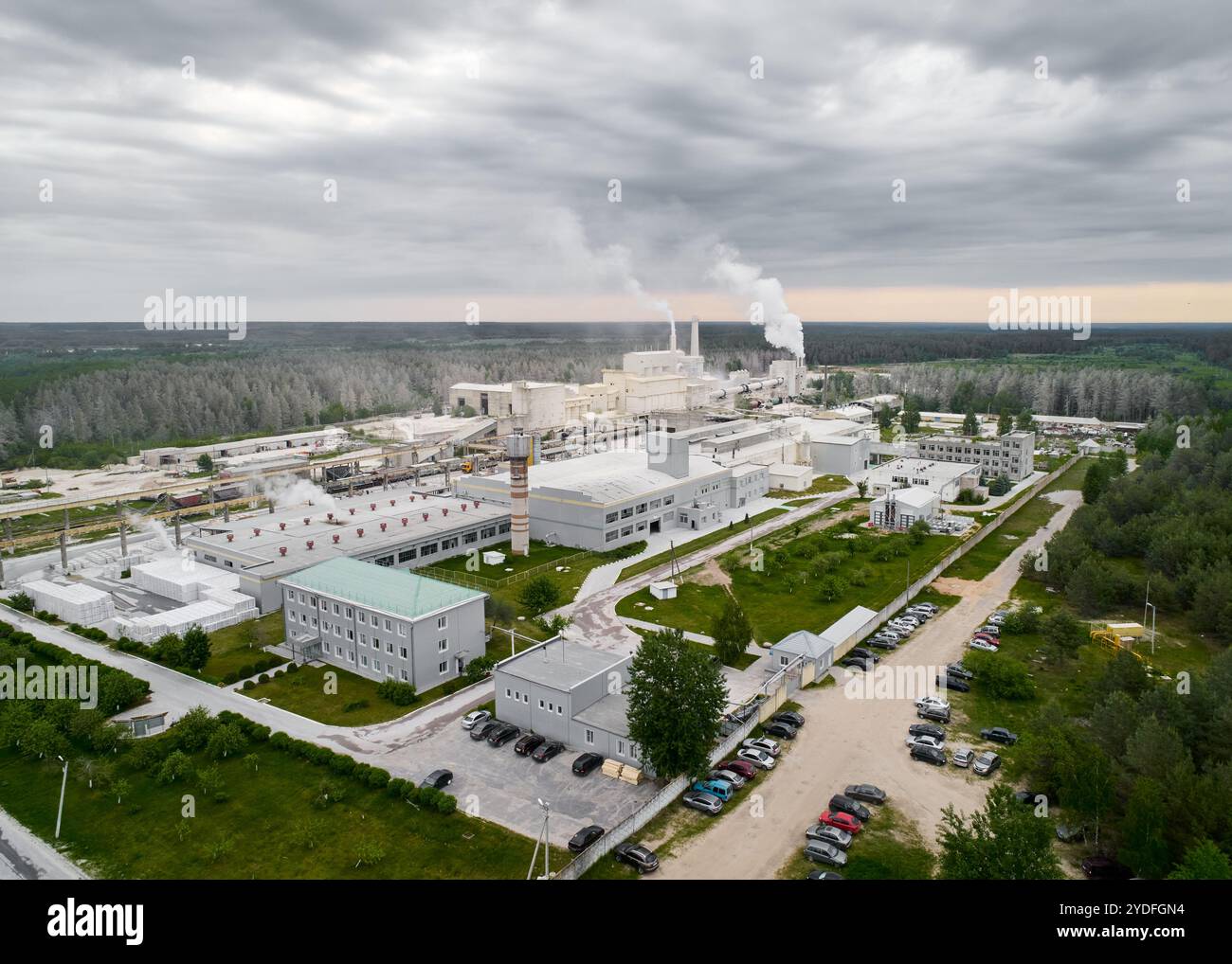 Modern silica factory of calx products under dramatic sky Stock Photo ...