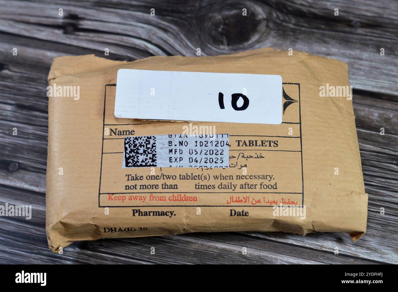 Cairo, Egypt, October 4 2024: A pharmacy envelope with tablets inside ...