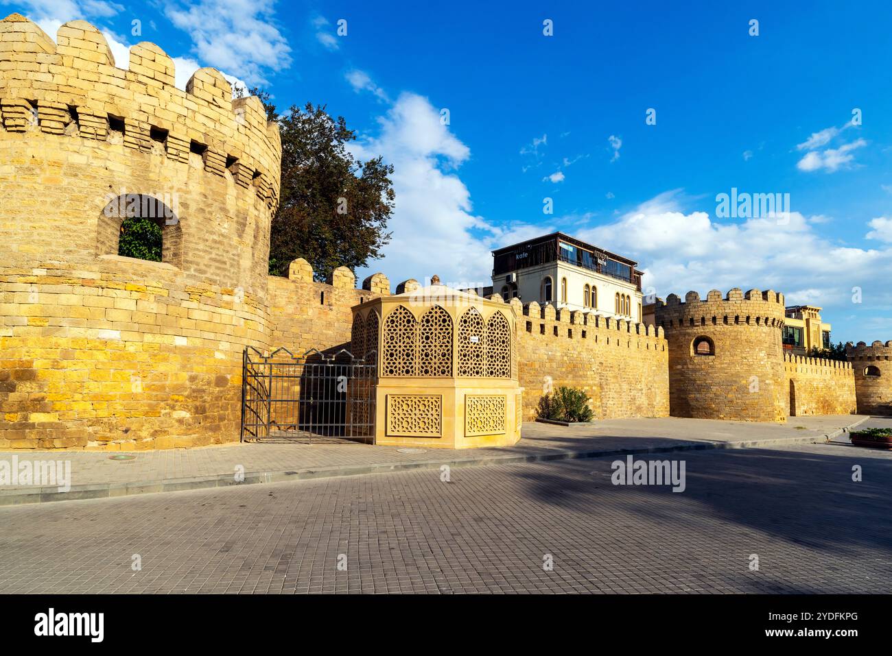 City wall of Baku Old Town, the capital city of Azerbaijan. Baku is a ...