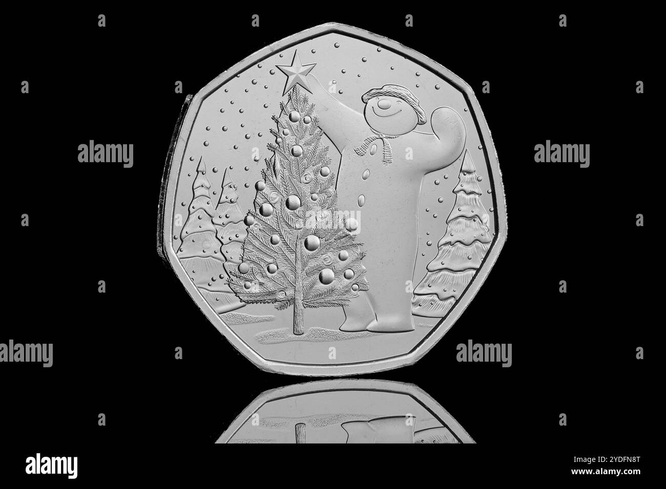The Snowman 2024 50 pence coin issued by the Royal Mint to collectors ...