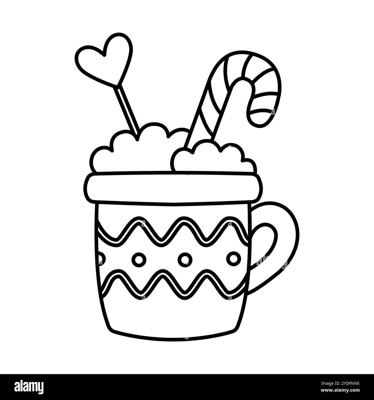 Cute cup with lollipops. Coloring page. Christmas vector illustration ...