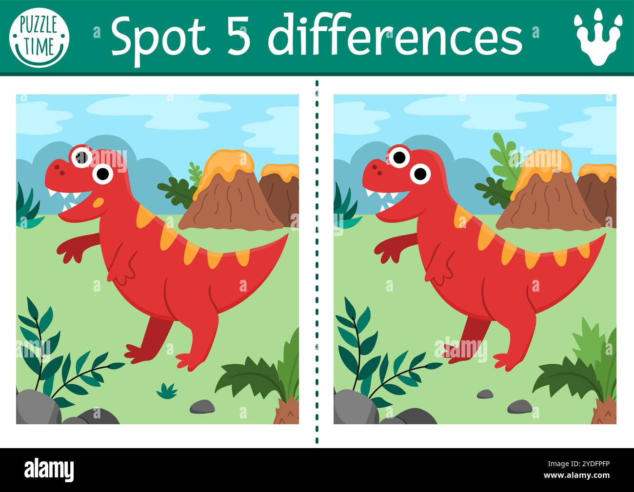 Find differences game for children. Dinosaur educational activity with ...