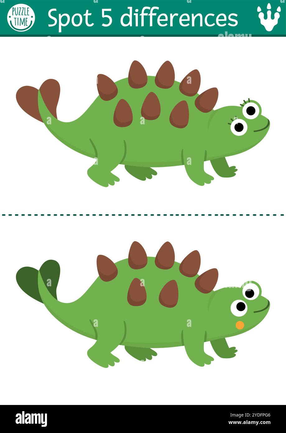 Find differences game for children. Dinosaur educational activity with ...