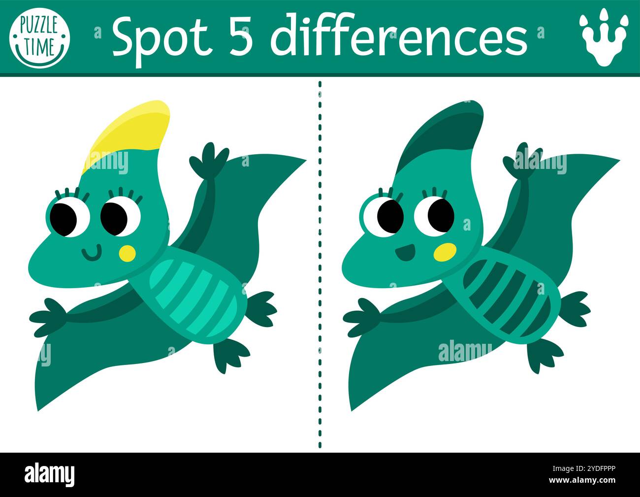 Find differences game for children. Dinosaur educational activity with ...