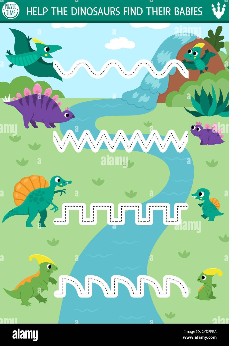 Vector dinosaur handwriting practice worksheet. Prehistoric printable ...