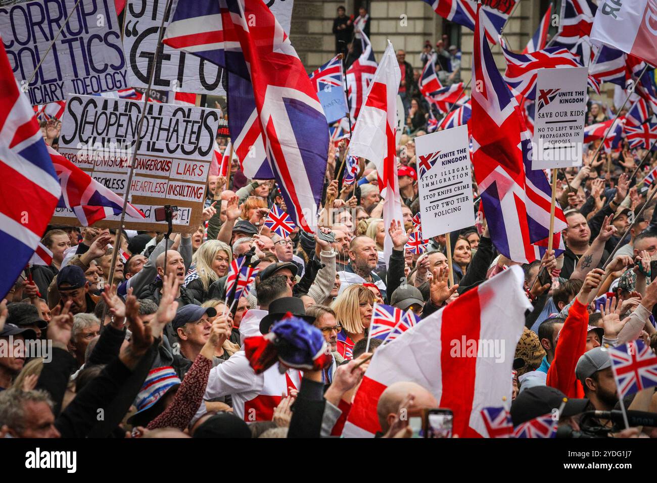 London, UK. 26th Oct, 2024. Crowds of protesters are at the Parliament ...