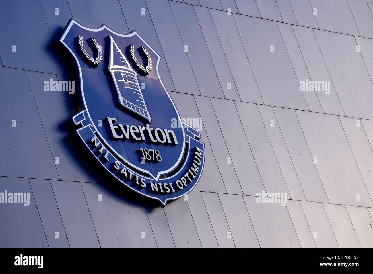 A general view of the Everton logo ahead of the Premier League match at ...