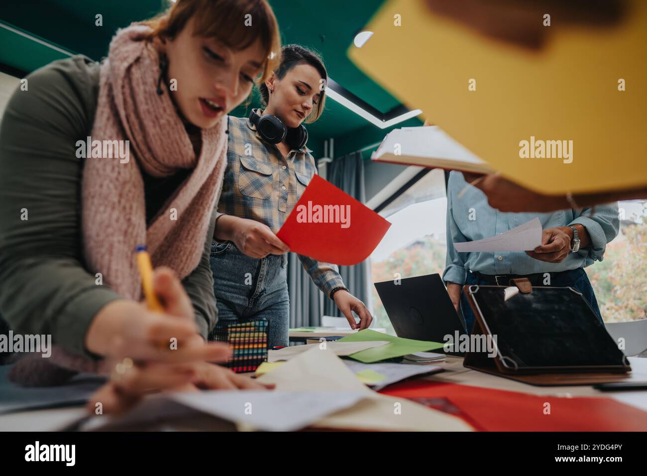 College students collaborating professor hi-res stock photography and ...