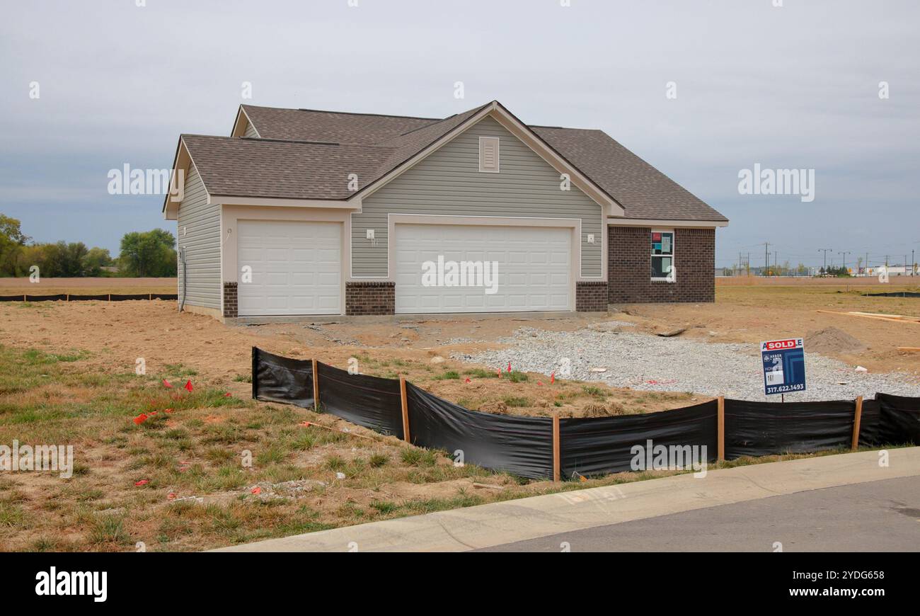 Mt Comfort, Indiana, USA - September 22 2024: A home building boom ...
