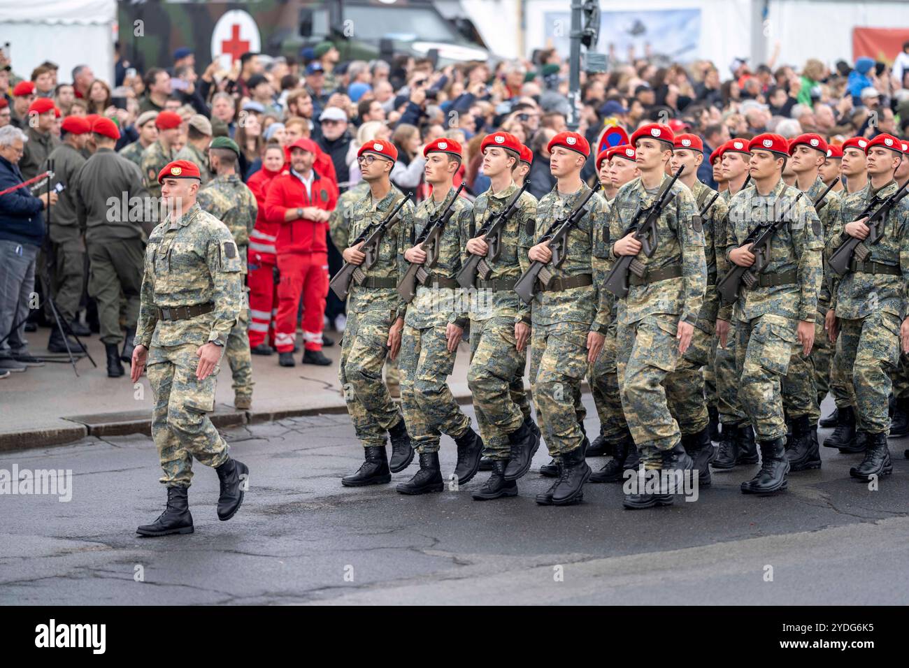 Recruits marching in before their swearing-in ceremony during ...