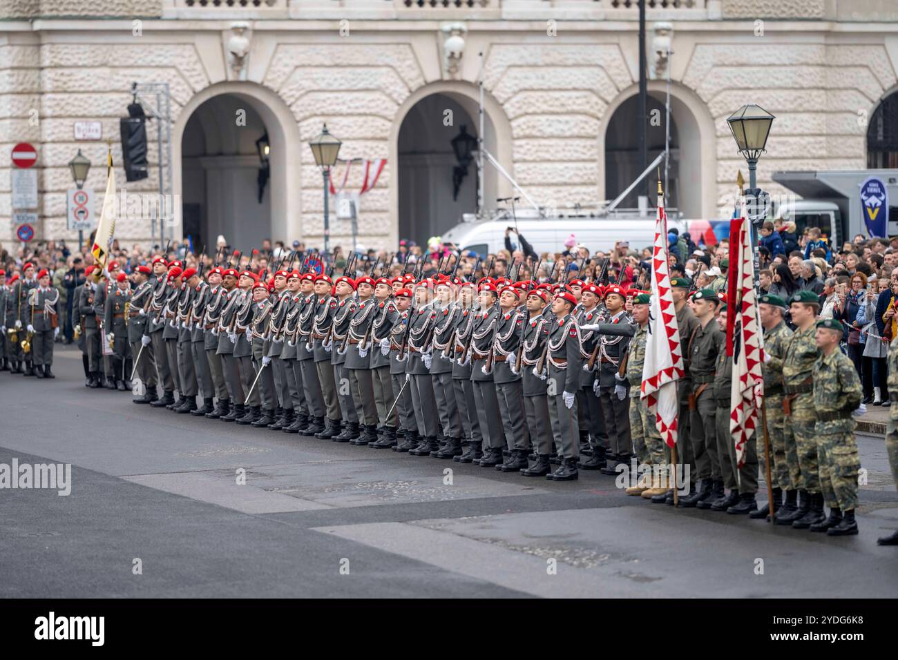 Recruits marching in before their swearing-in ceremony during celebrations on the occasion of ...