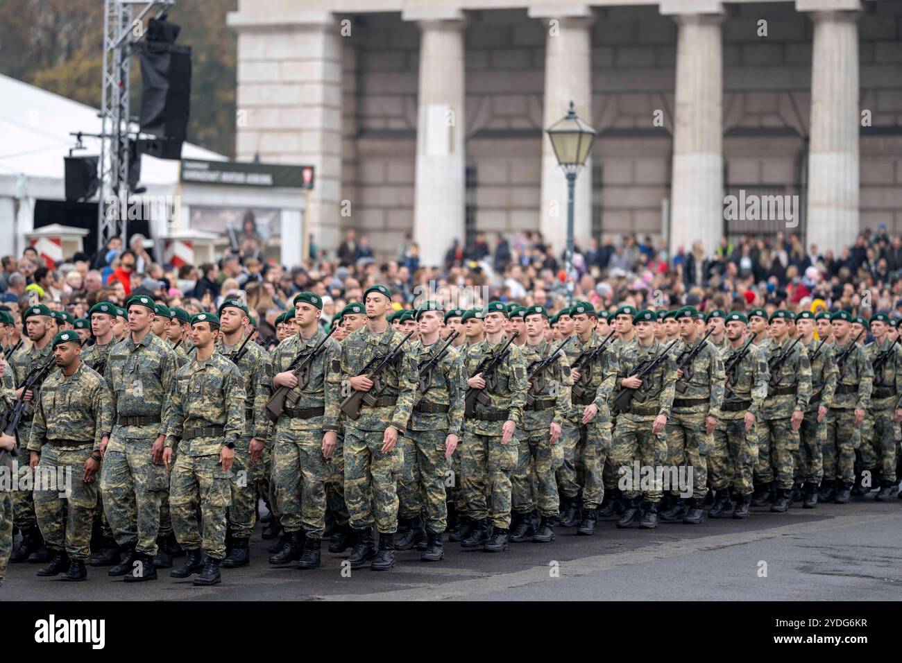 Recruits marching in before their swearing-in ceremony during ...