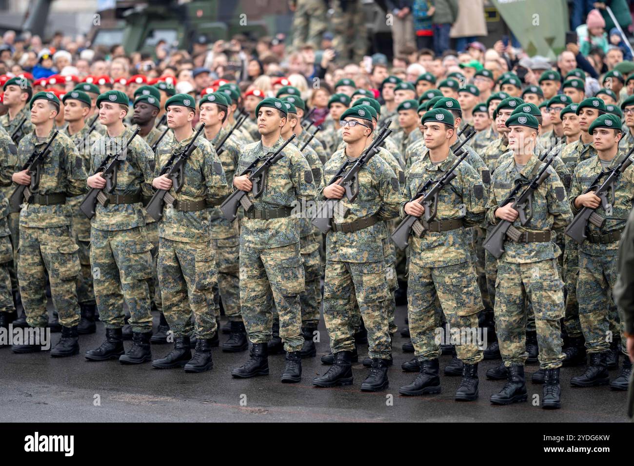 Recruits marching in before their swearing-in ceremony during ...