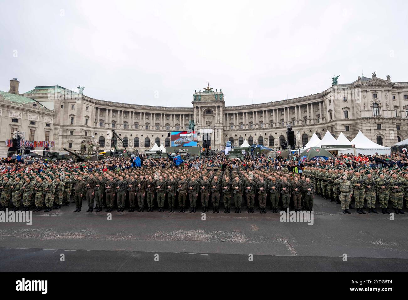 Recruits at their swearing-in ceremony during celebrations on the occasion of Austria’s ...